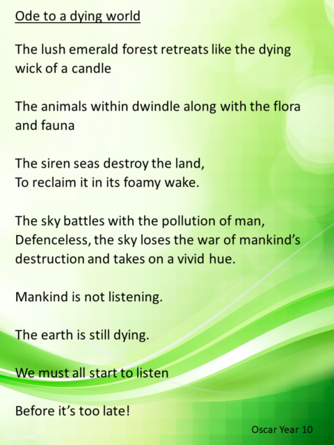Environmental and Climate change themed poems | Northgate High School